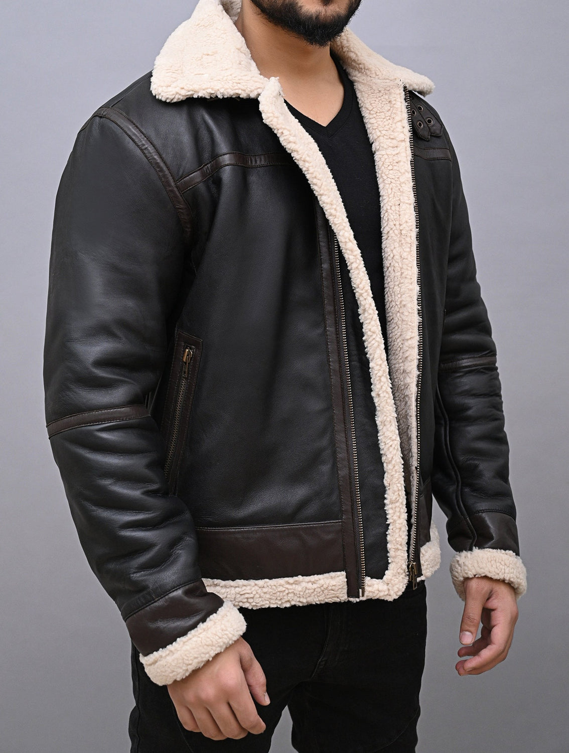 Inspired Leon Kennedy Cosplay Shearling Leather Jacket – Fanzilla Jackets