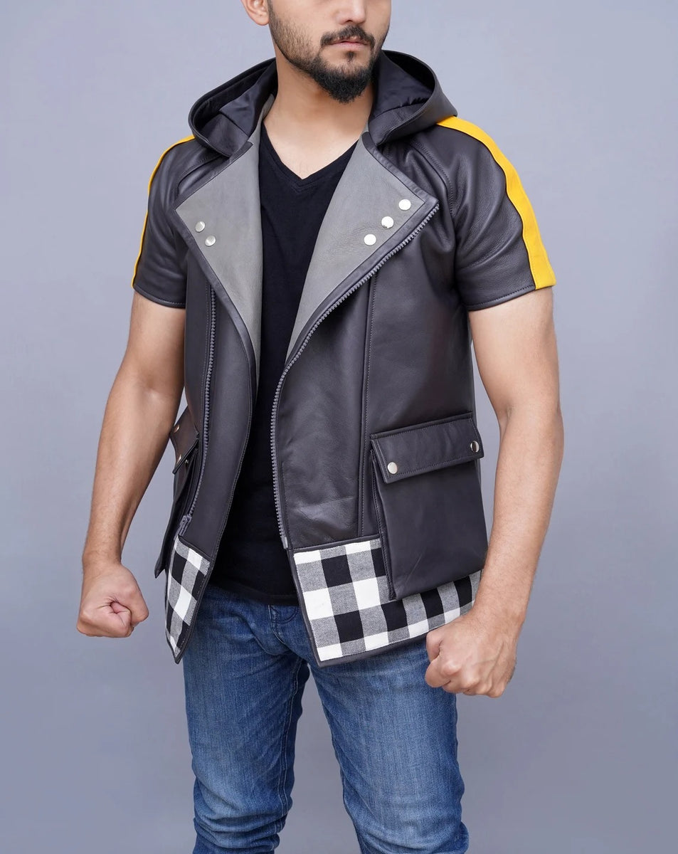 Game Inspired Kingdom III Riku Cosplay Costume Hooded Leather Jacket ...