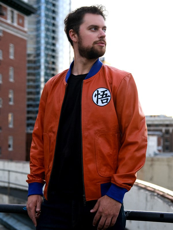 Buy Mens Goku Bomber Leather Jacket – Fanzilla Jackets