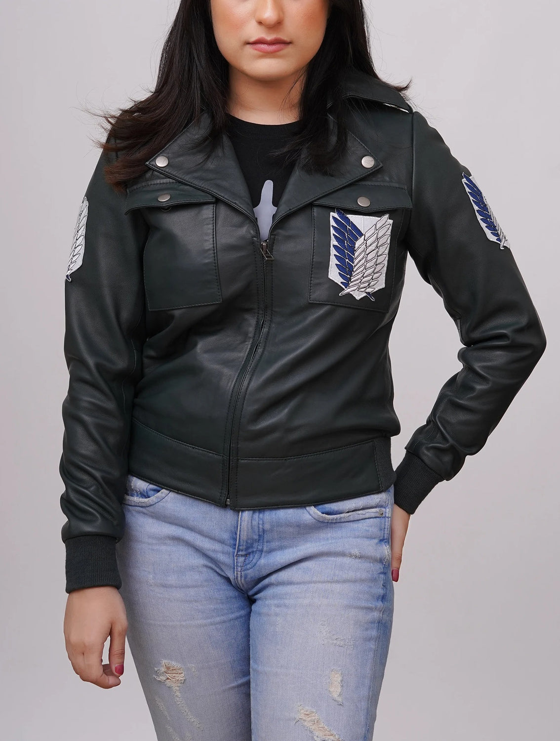 Women’s Attack on Titan Scout Regiment Green Leather Jacket – Fanzilla ...
